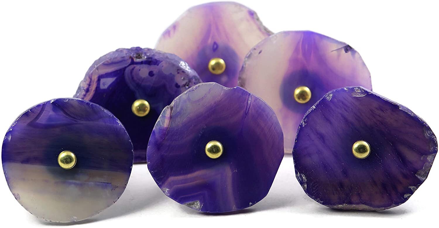 Agate Knobs With Electroplated Purple Stone Knobs Dresser Knob Kitchen Cabinet Knobs Drawer ...