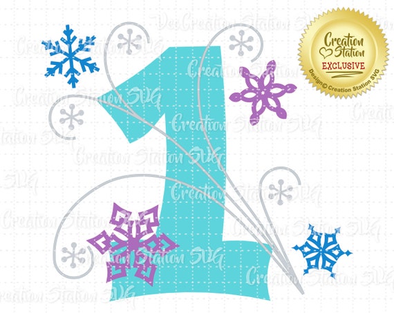 SVG 1 Frozen Snowflake Number One First 1st Birthday Cut File - Etsy