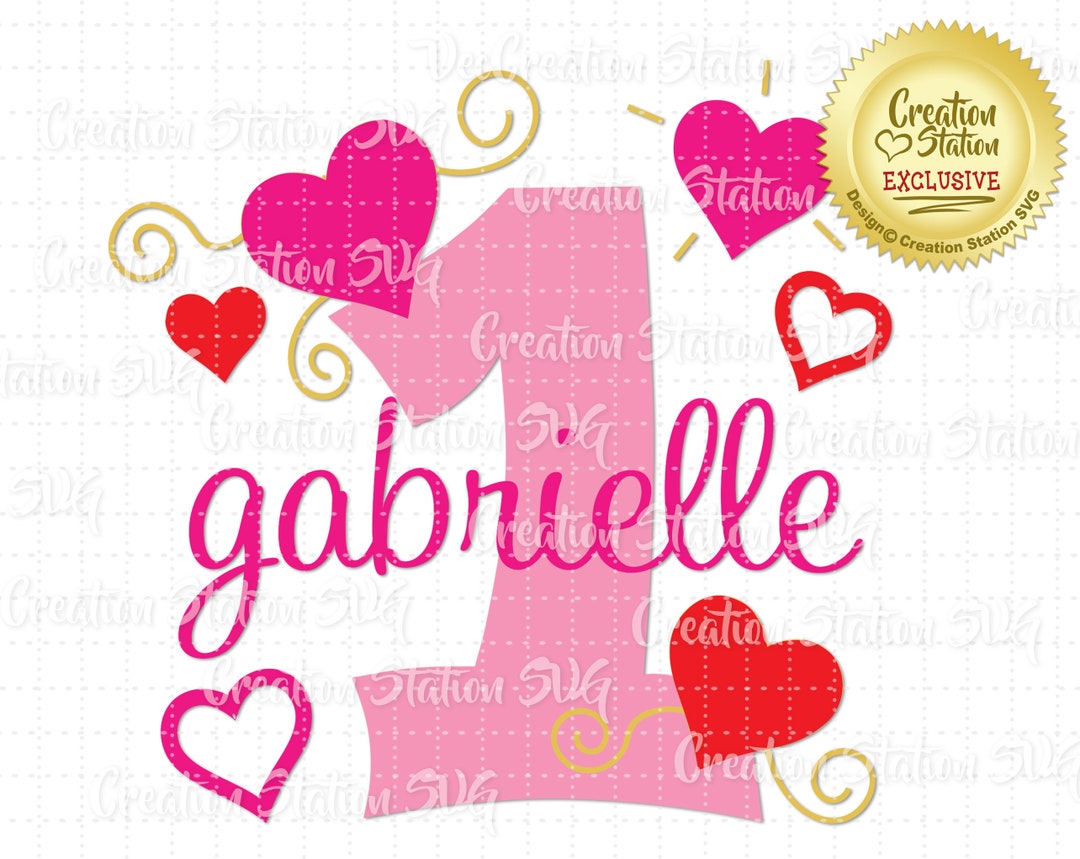 SVG 1 Heart Number First One 1st Birthday SVG Cut File for HTV Vinyl ...