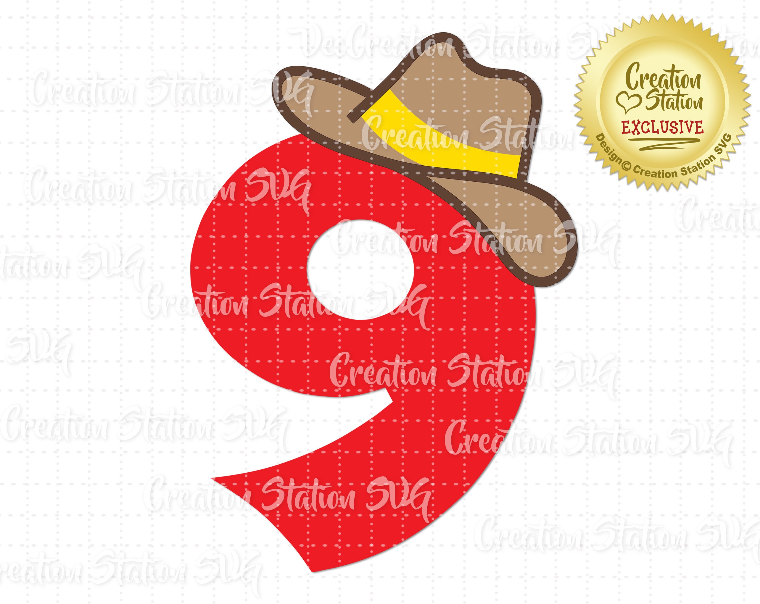SVG 9 Cowboy Number Nine Ninth 9th Birthday Hat Cut File for HTV Vinyl ...