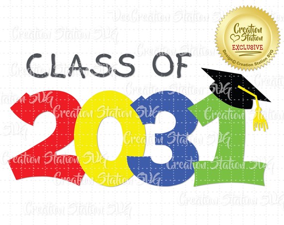 SVG Class of 2031 Graduation Graduate Cap and Gown Cut File | Etsy