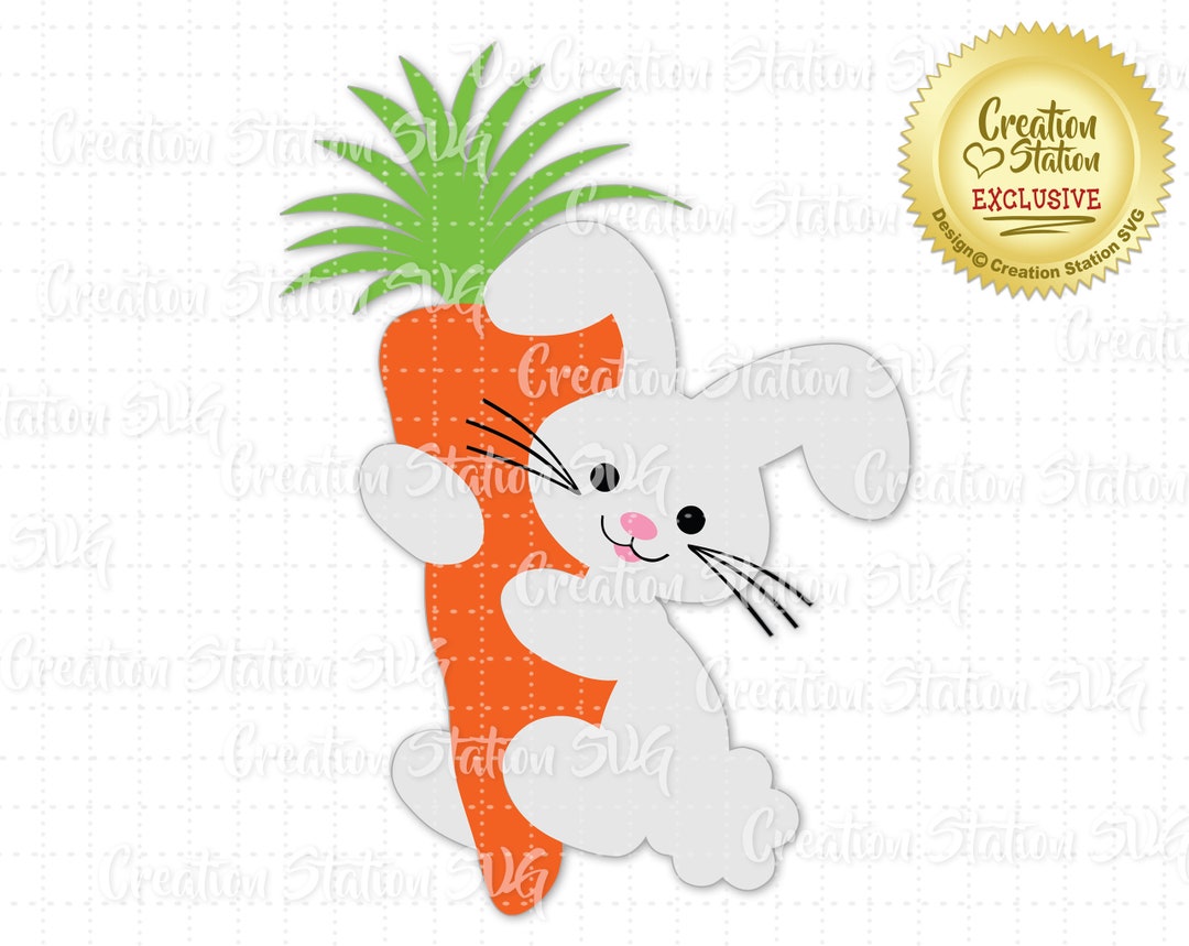 SVG Easter Bunny Hugging Carrot Cut File for HTV Vinyl and Paper ...