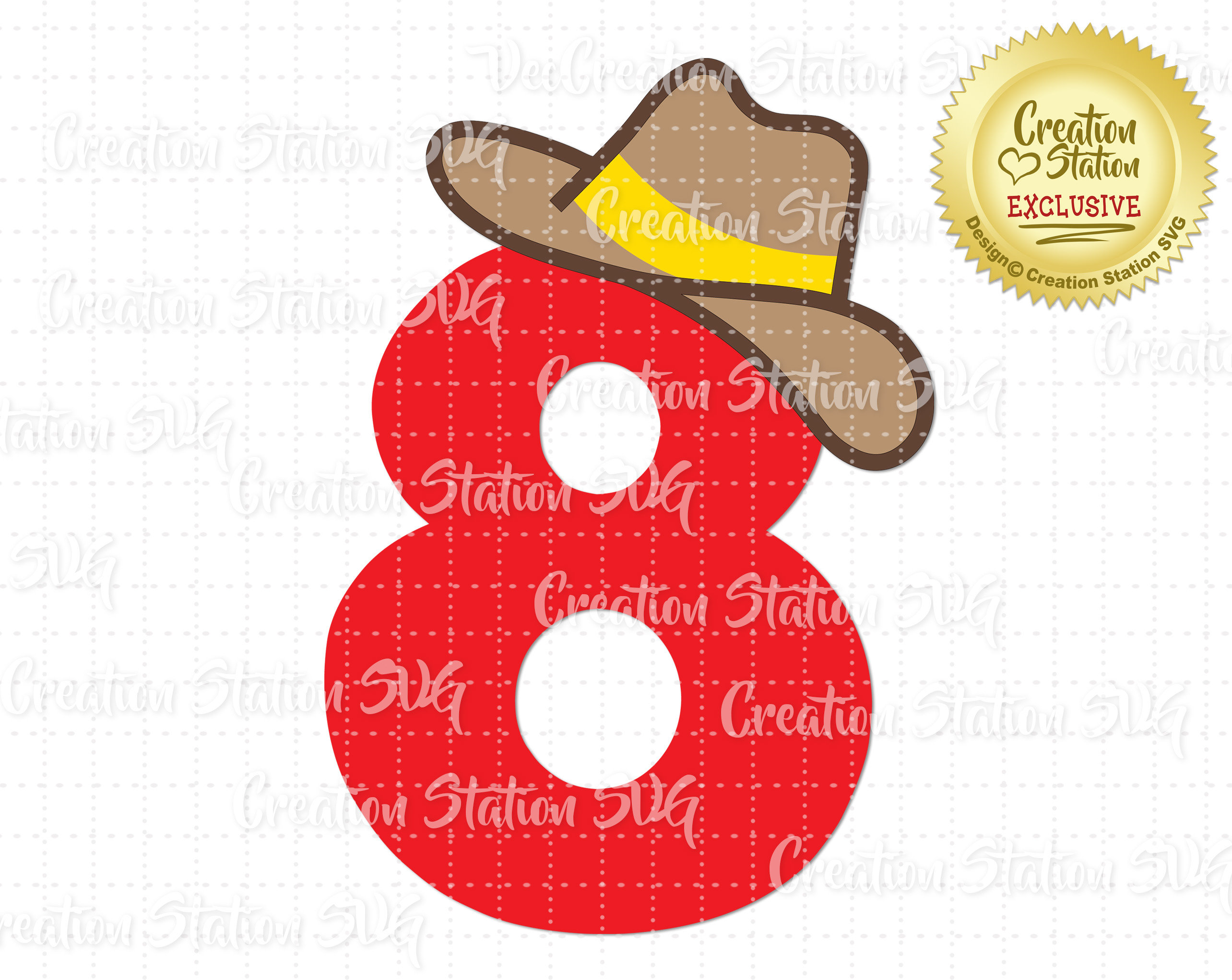 SVG 8 Cowboy Number Eight Eighth 8th Birthday Hat Cut File for HTV ...