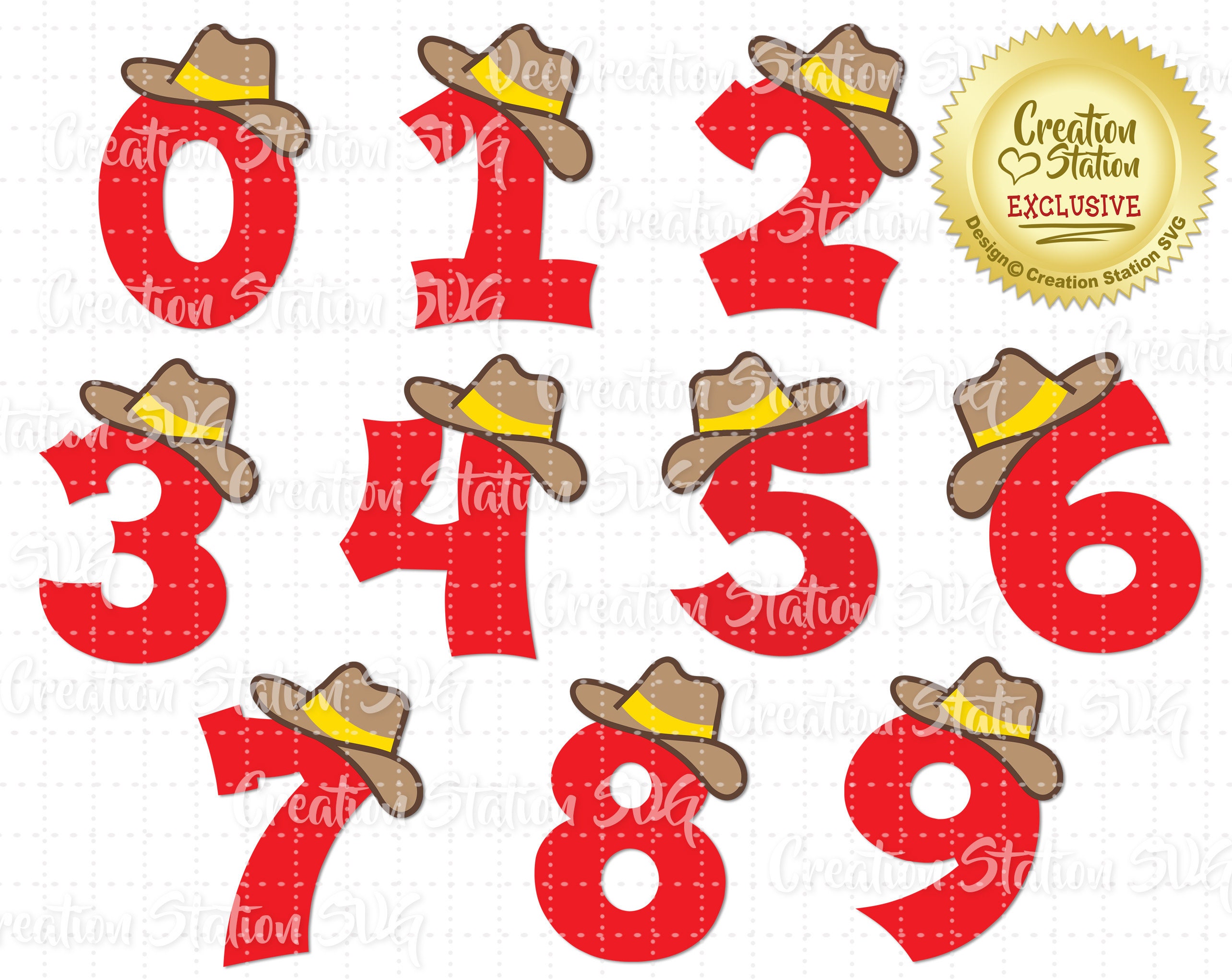 SVG Cowboy Complete Number Set Birthday Hat - Etsy