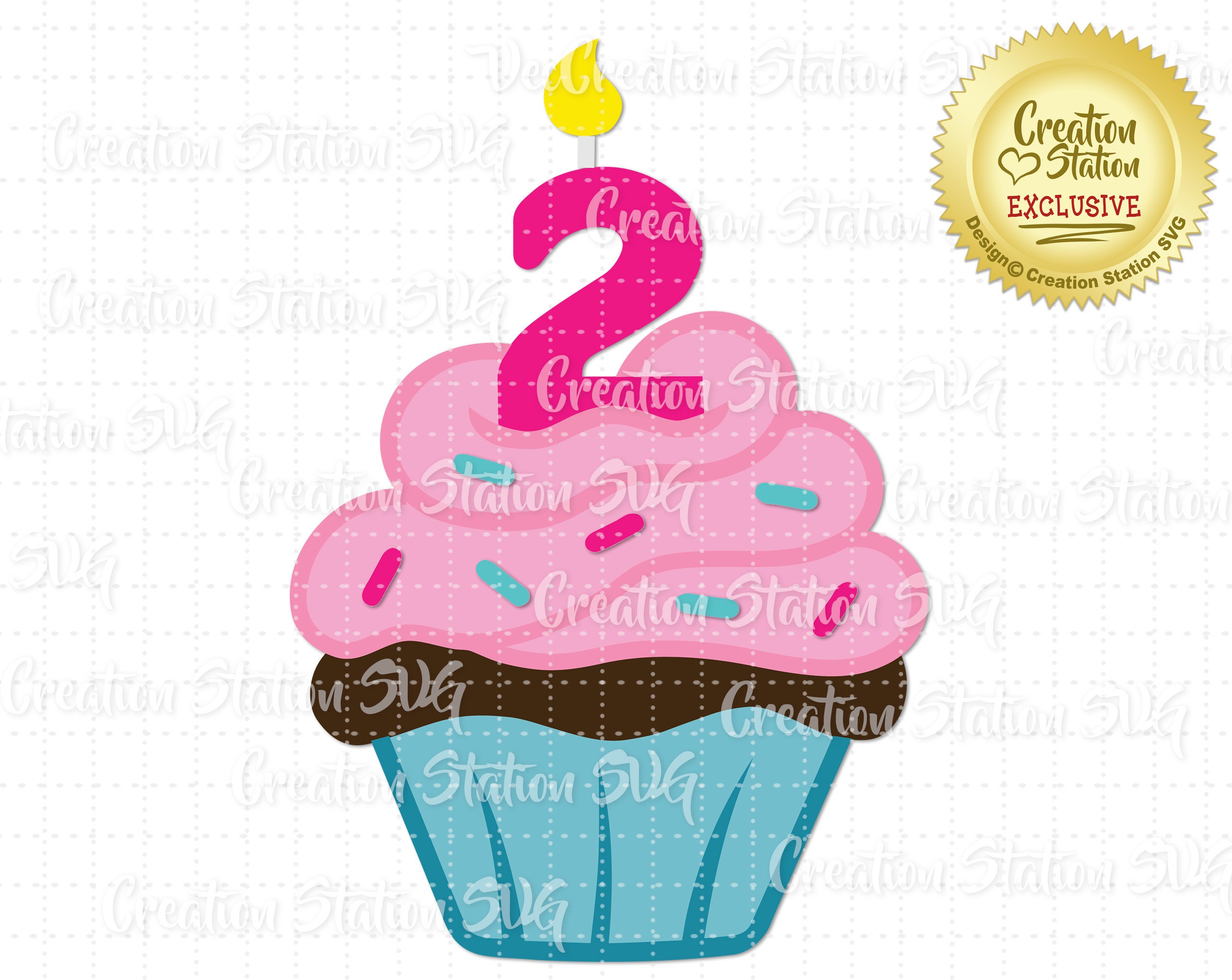 SVG Cupcake Candle 2nd Birthday Candle Cut File for HTV Vinyl | Etsy