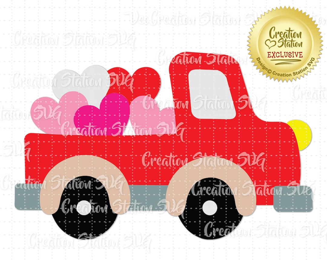 SVG Pickup Truck With Hearts Valentine's Day Love Cut File for HTV ...