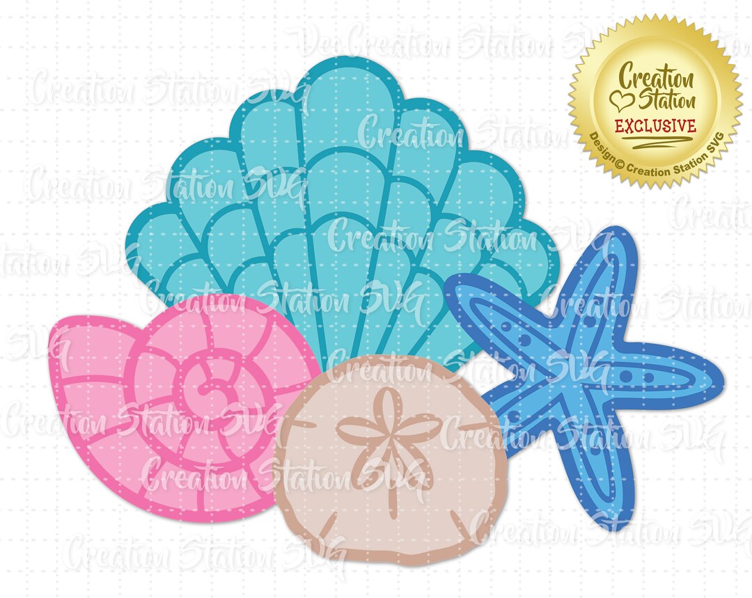 SVG Shell Collage Cut File Summer Beach Seashell Ocean für HTV Vinyl ...