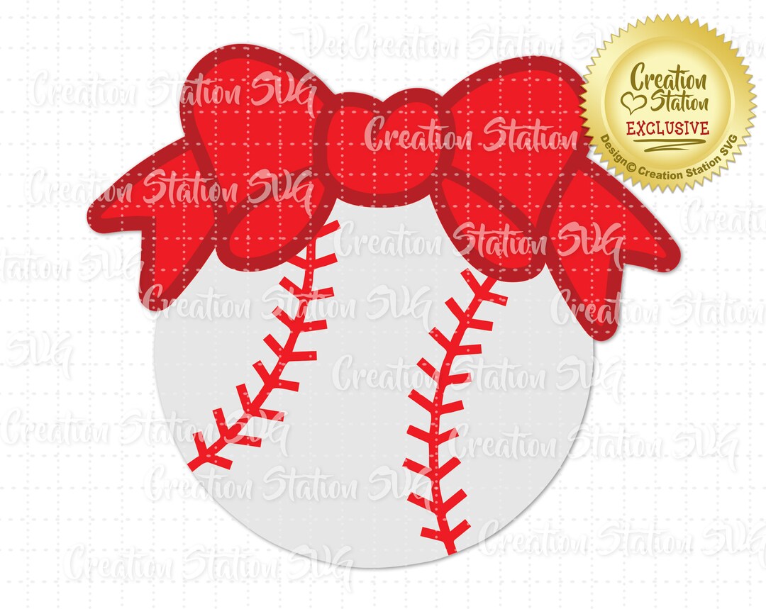 SVG Baseball With Bow Sports Girl Cut File for HTV Vinyl and Paper ...