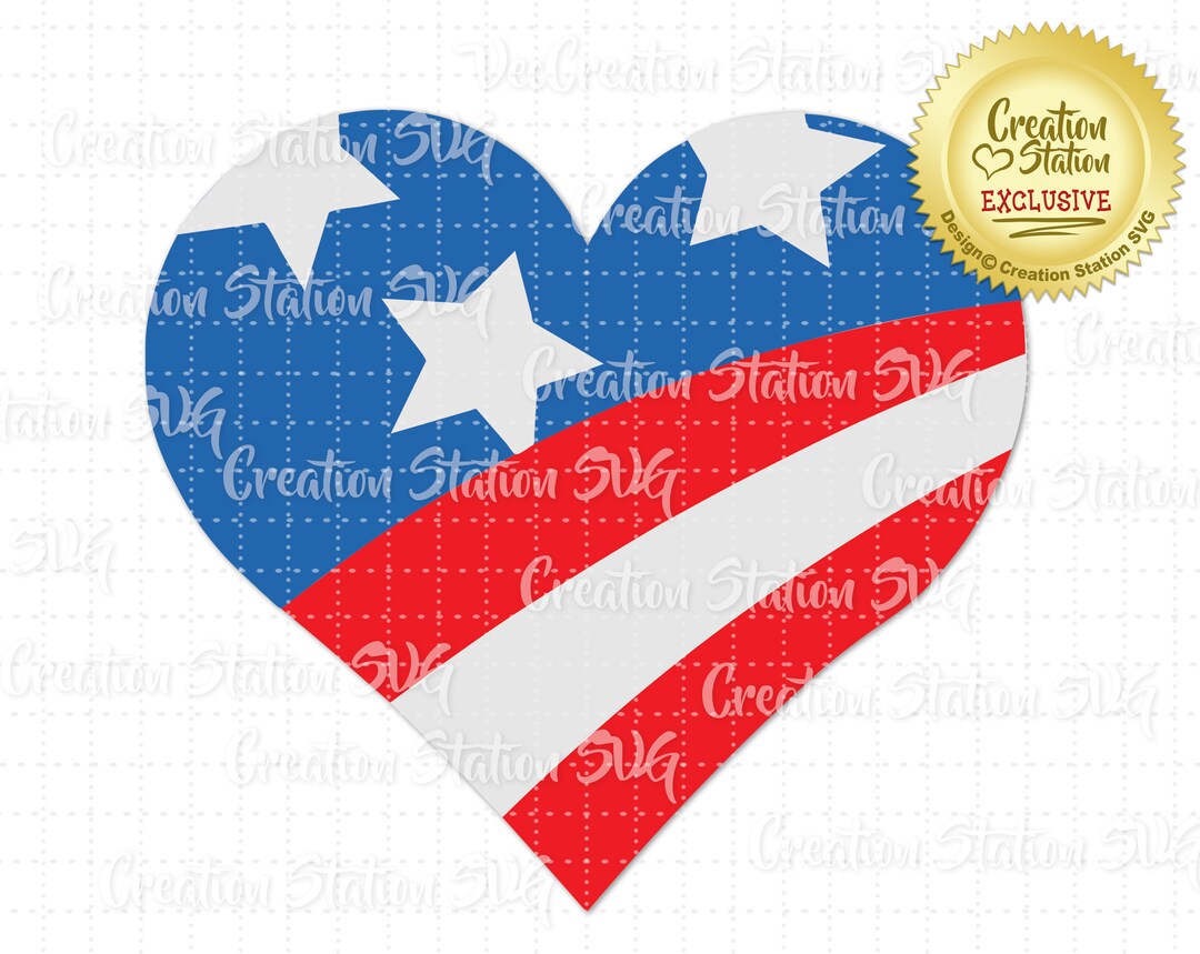 SVG Patriotic Heart Cut File for HTV Vinyl and Paper Scrapbooking ...