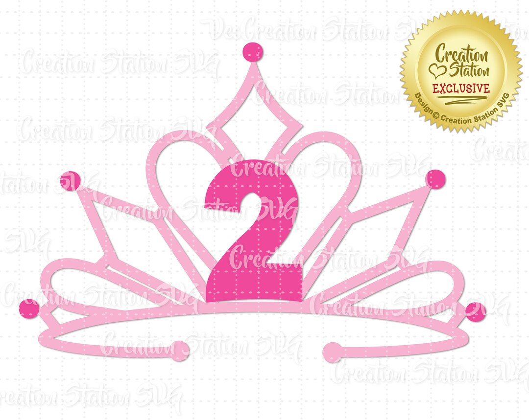 SVG 2 Tiara Number Two 2nd Birthday Princess Cut File for HTV Vinyl and ...