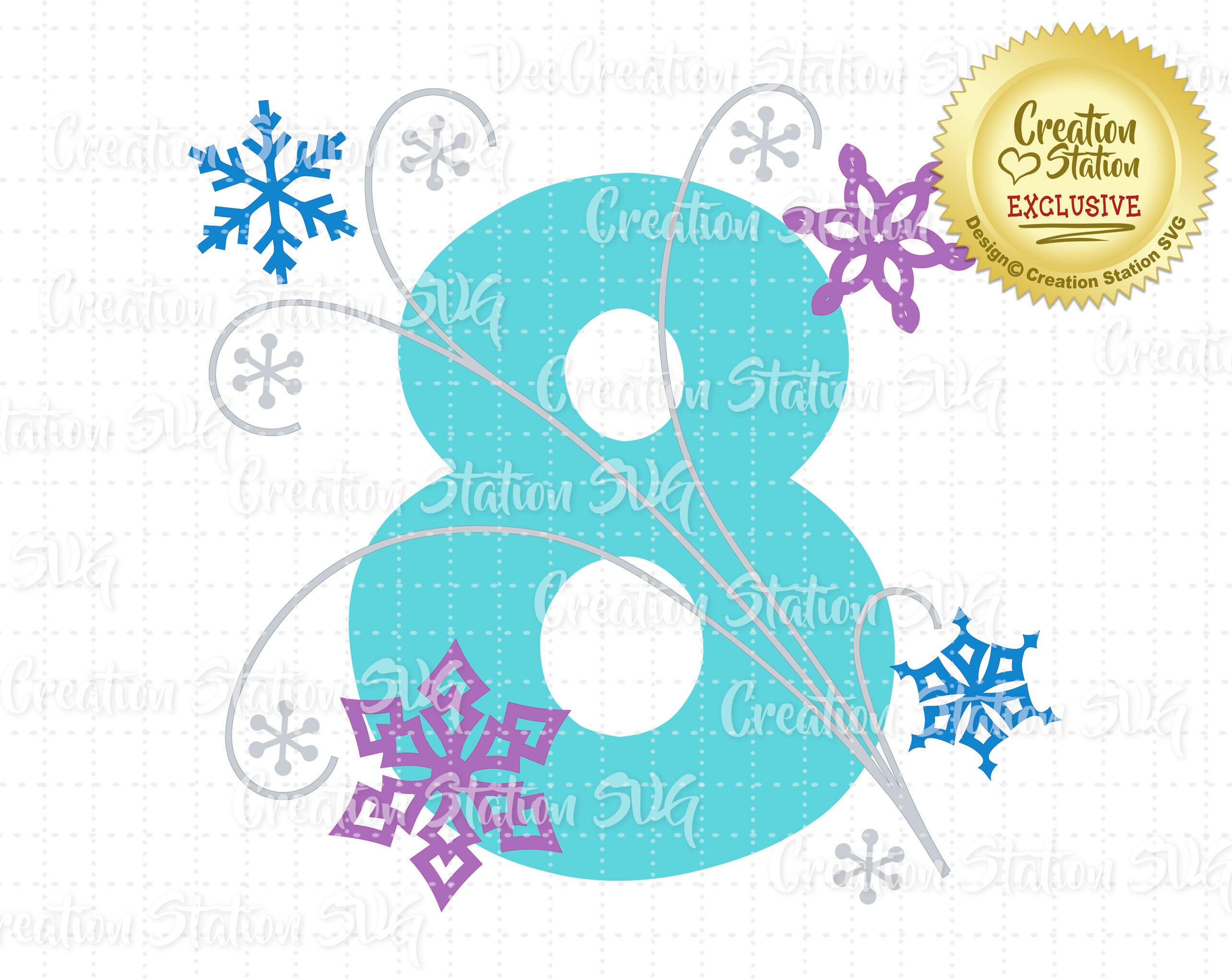 SVG 8 Frozen Snowflake Birthday Number Eight 8th Eighth Cut - Etsy