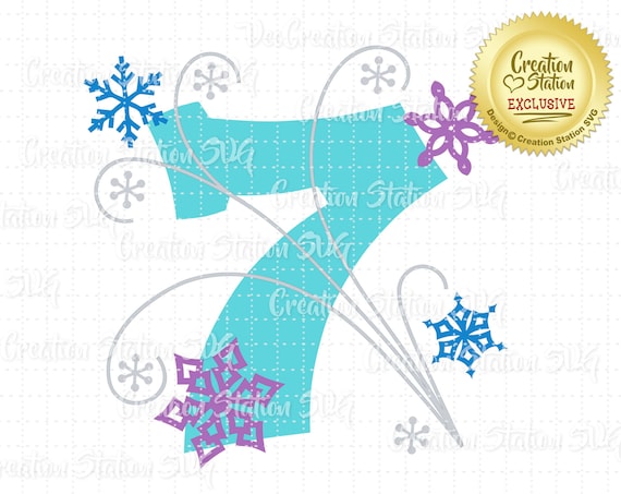 SVG 7 Frozen Snowflake Number Seven Seventh 7th Birthday Cut | Etsy