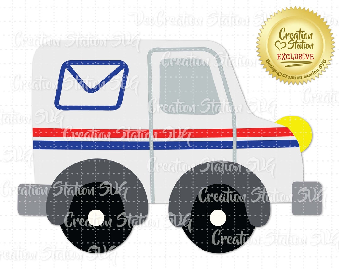 SVG Mail Truck Vehicle Cut File for HTV Vinyl Png, Eps, Dxf, Vector ...