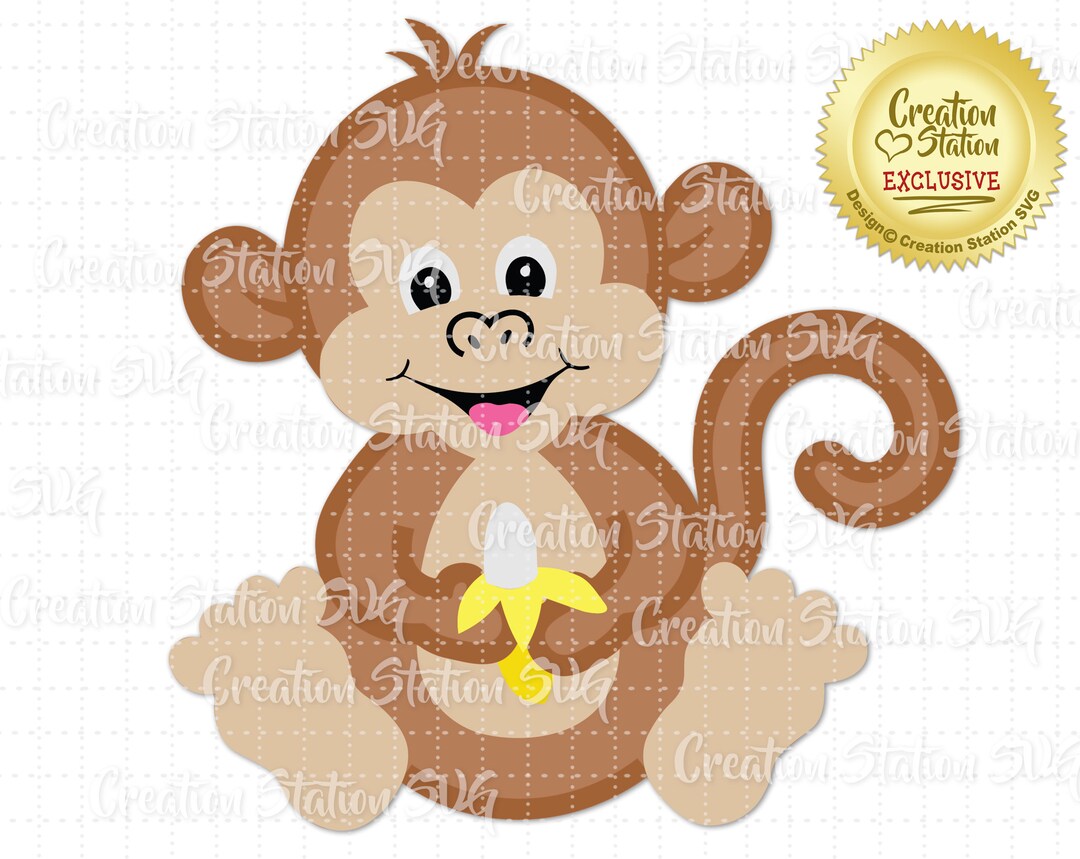 SVG Zoo Baby Monkey Cut File for HTV Vinyl and Paper Scrapbooking Png ...