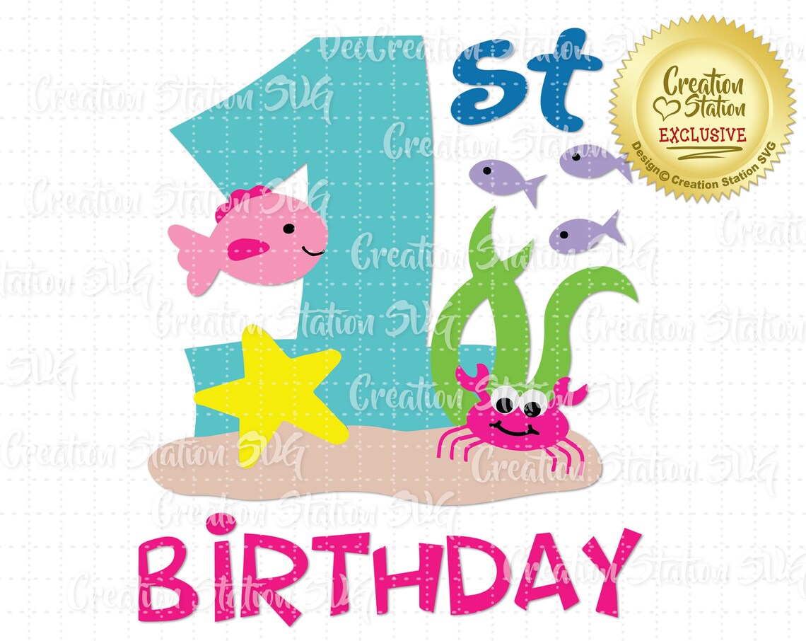 SVG Under the Sea 1st Birthday Cut File for HTV Vinyl and Paper ...