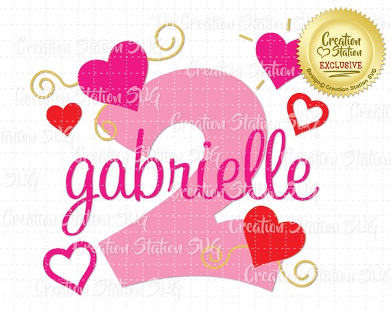 SVG 2 Heart Number Second Two 2nd Birthday Cut File for HTV - Etsy