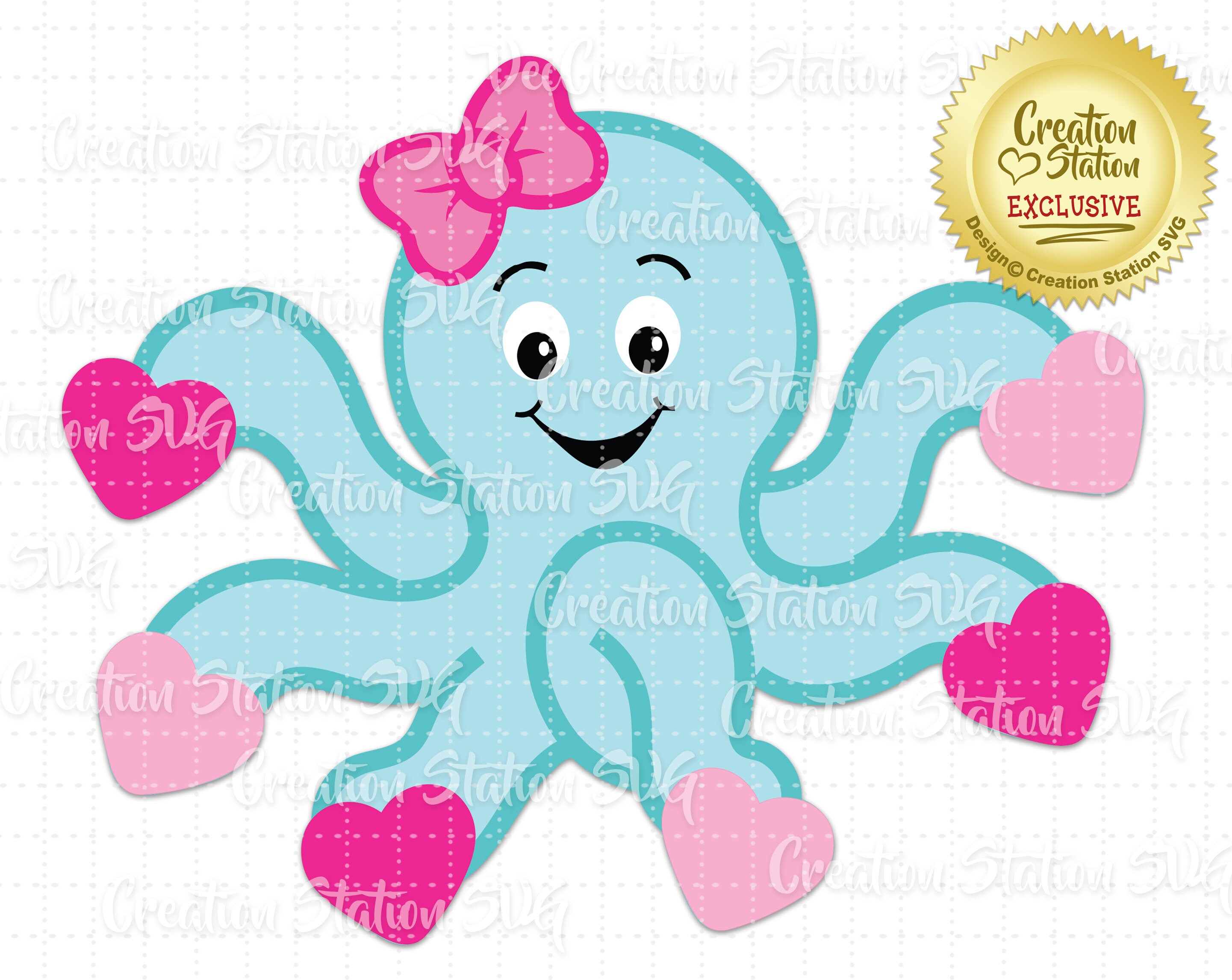 SVG Octopus Girl With Hearts Cut File for HTV Vinyl Png, Eps, Dxf ...