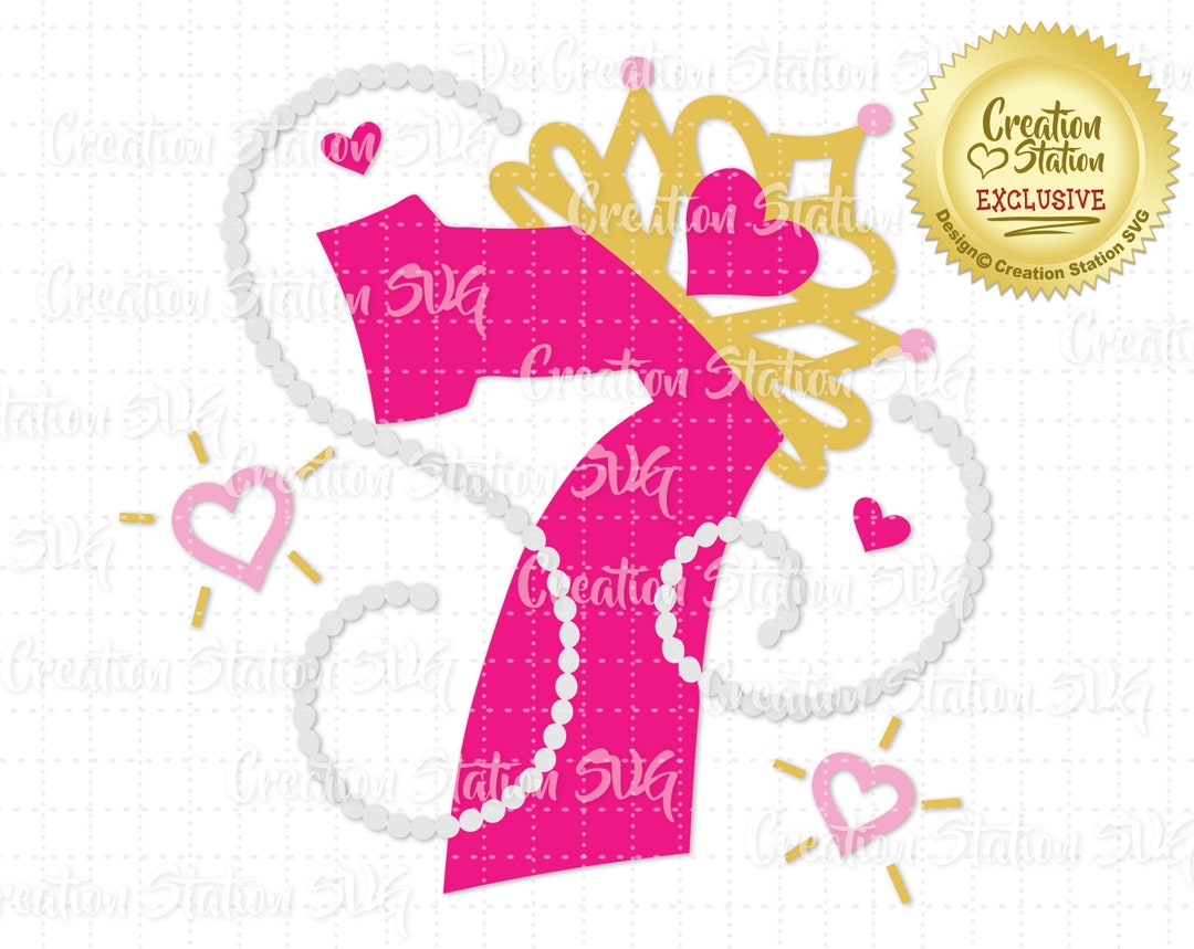 SVG 7 Princess Tiara Number Seven 7th Seventh Crown Cut File for HTV ...