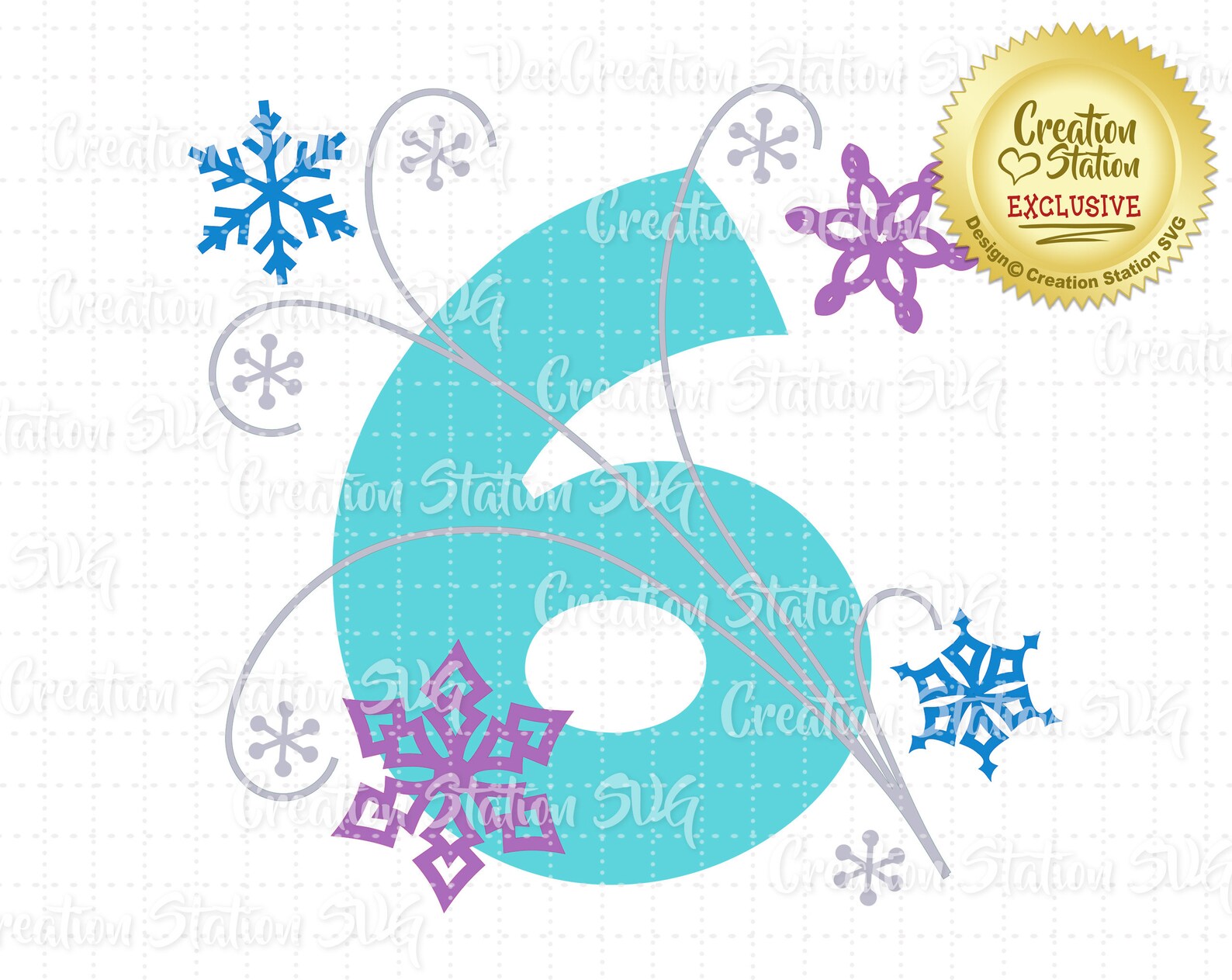 SVG 6 Frozen Snowflake Birthday Number Six 6th Sixth Cut File | Etsy