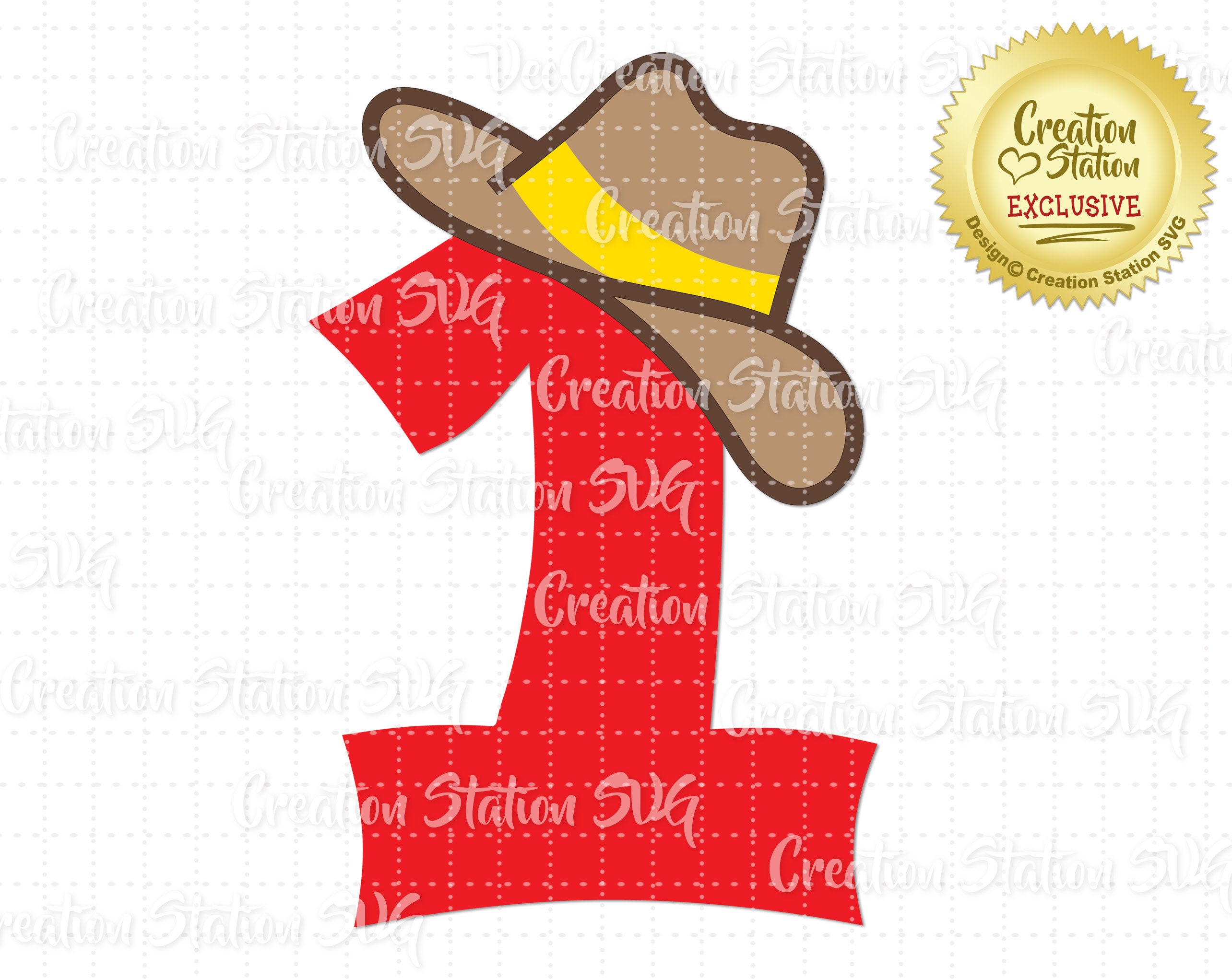 SVG 1 Cowboy Number One First 1st Birthday Hat Cut File for HTV Vinyl ...