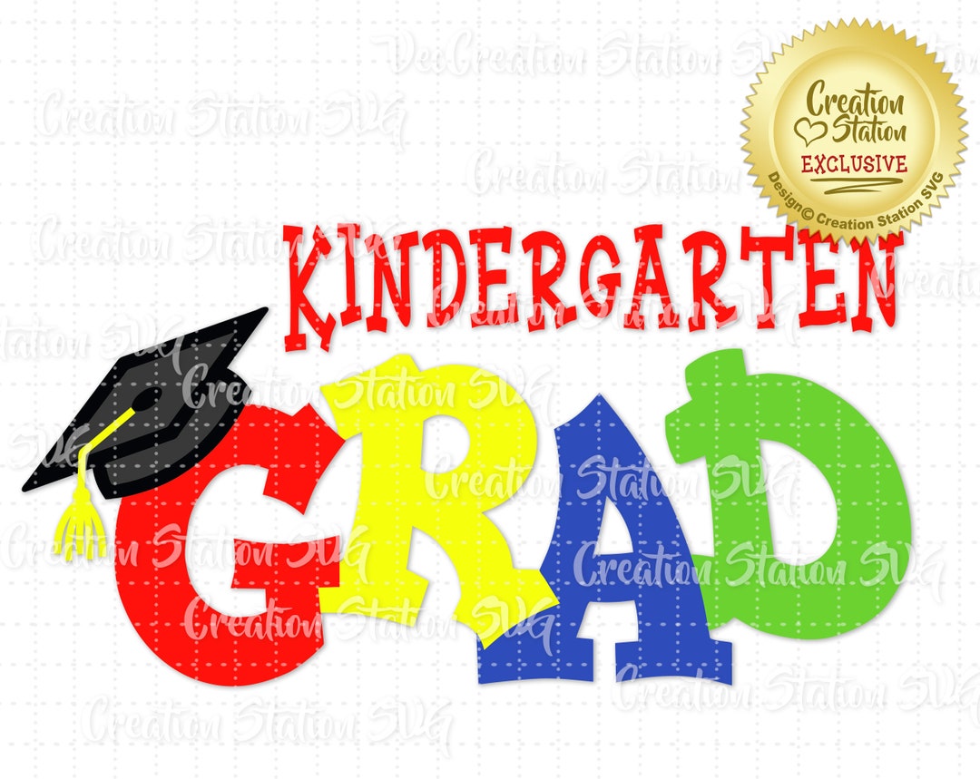 SVG Kindergarten Grad Graduation Graduate Cap and Gown Cut File for HTV ...