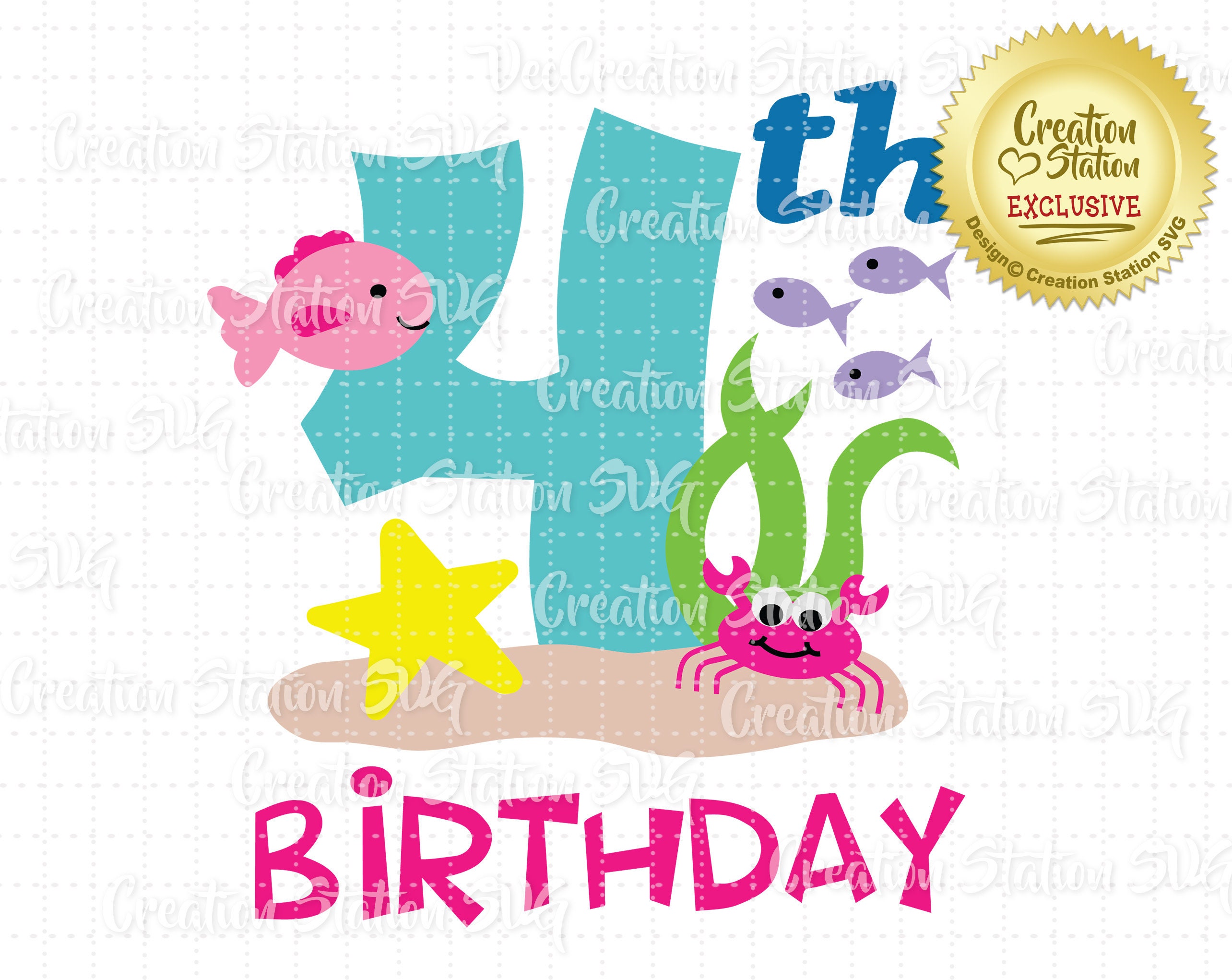 SVG Under the Sea 4th Birthday Cut File for HTV Vinyl and Paper ...