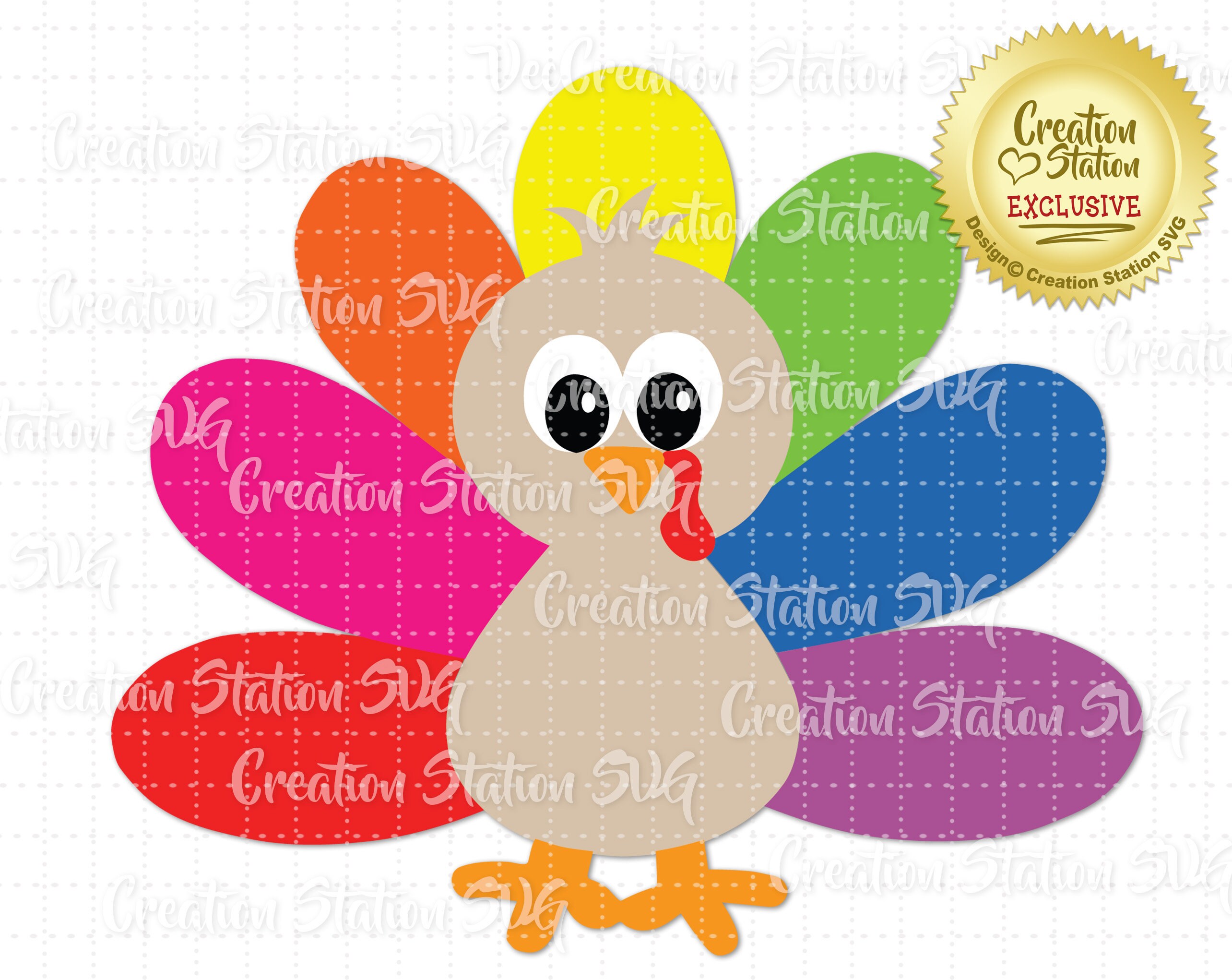 SVG Rainbow Turkey Multicolored Thanksgiving Harvest Cut File - Etsy