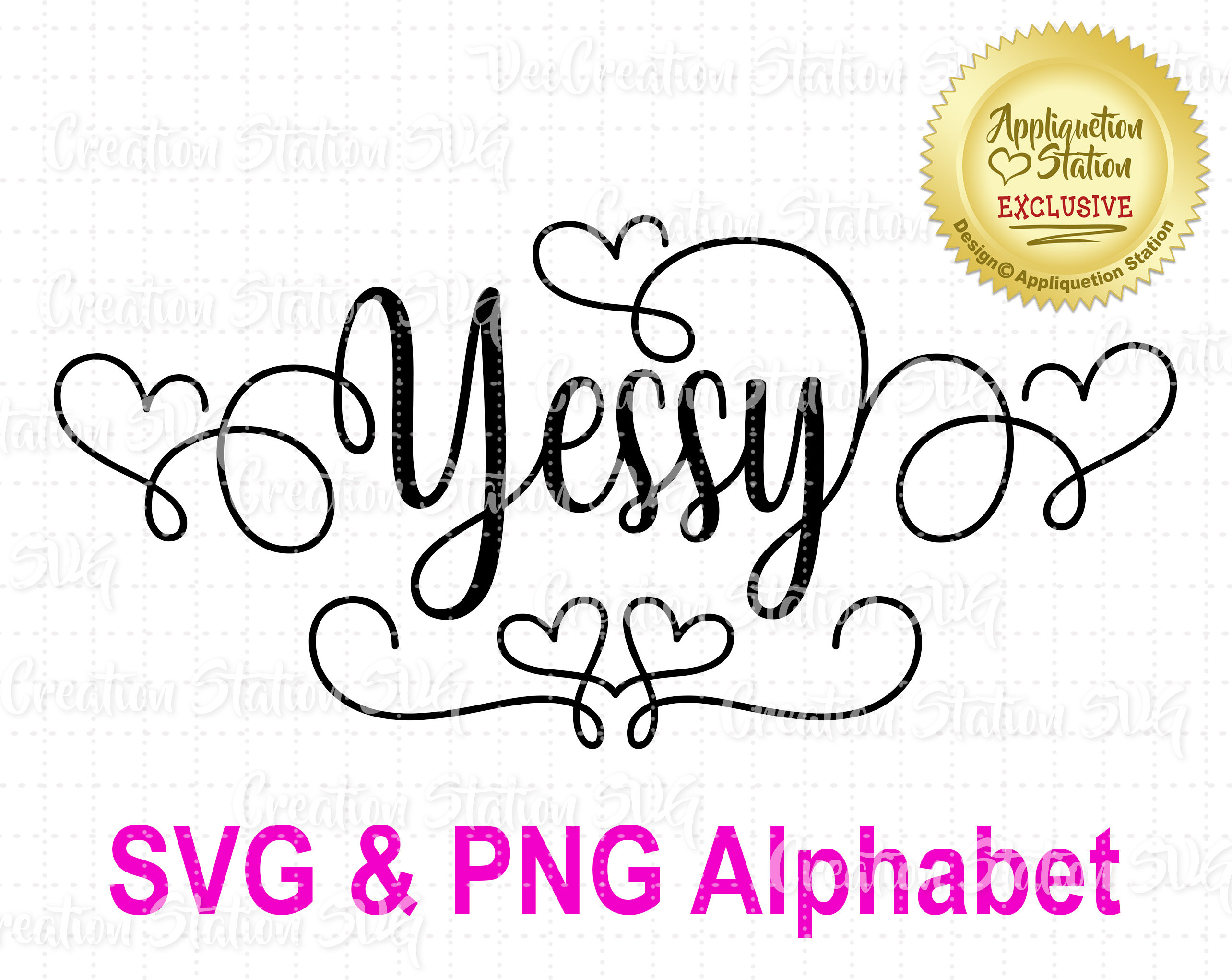 SVG Yessy Font Complete Alphabet Cut File for HTV Vinyl and Paper ...