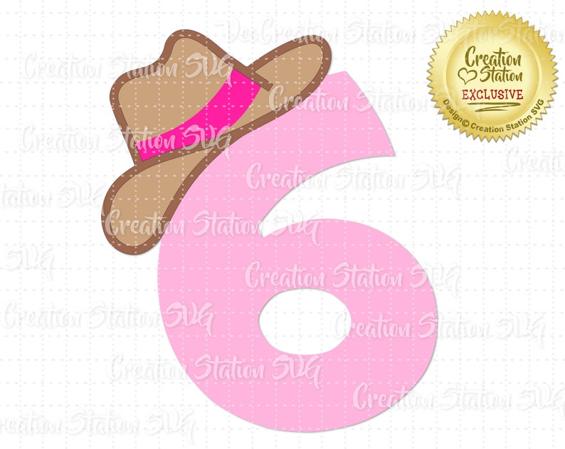 SVG 6 Cowgirl Number Six Sixth 6th Birthday Hat Cut File for - Etsy