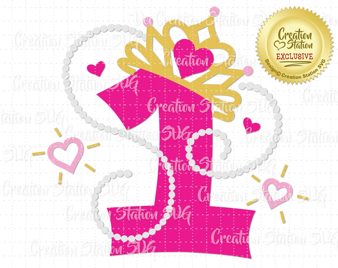 SVG 1 Princess Tiara Number First One 1st Birthday Crown Cut - Etsy