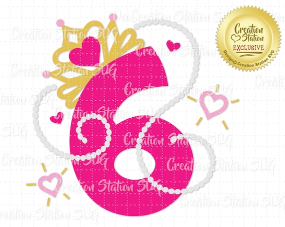 SVG 6 Princess Tiara Number Six 6th Sixth Crown Cut File for | Etsy