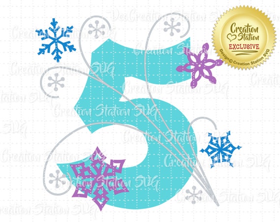 SVG 5 Frozen Snowflake Number Five 5th Fifth Birthday Cut File - Etsy