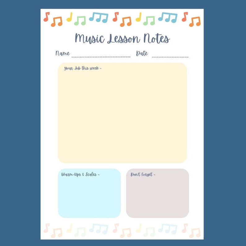 Music Lesson Practice Chart Editable Template for Piano Lesson ...