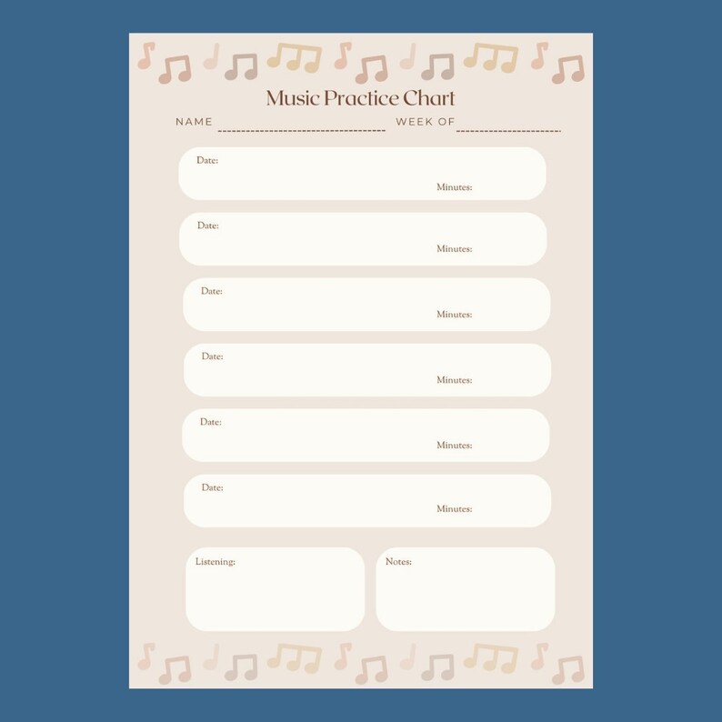 Music Lesson Practice Chart Editable Template for Piano Lesson ...