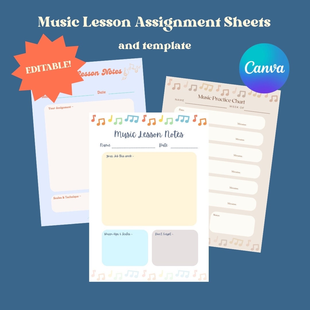 Music Lesson Practice Chart Editable Template for Piano Lesson ...