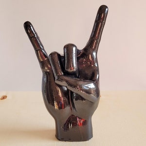Galaxy Black | Metal Hand Rock Sign Sculpture | Handcrafted Rock and ...