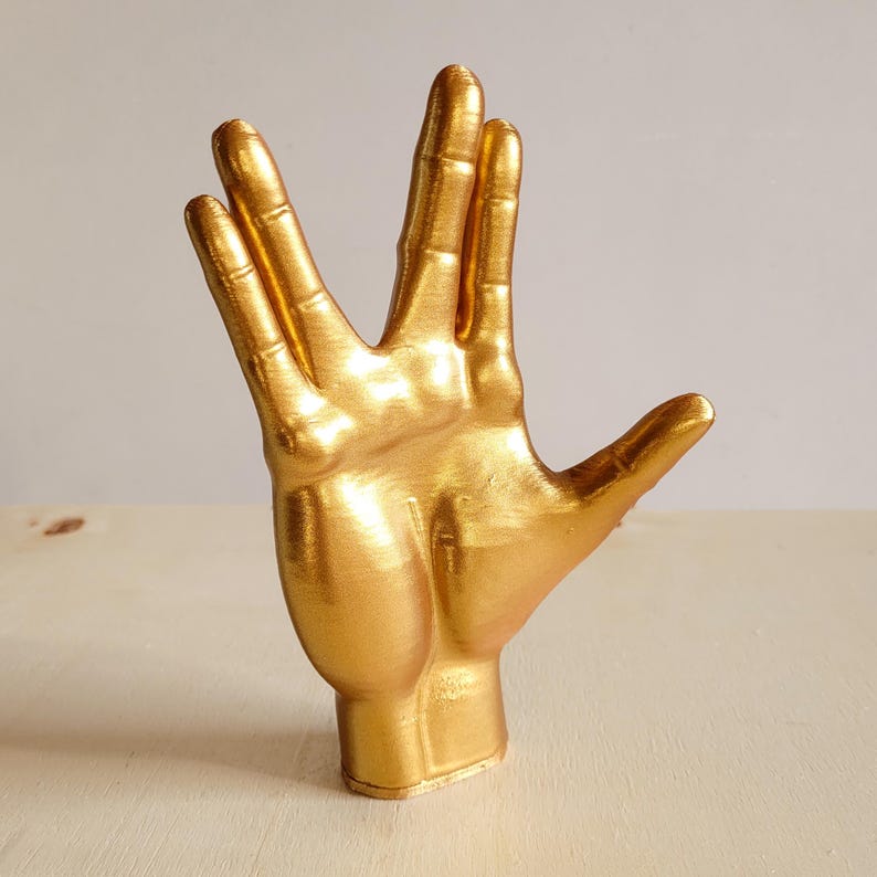 Antique Gold | Spock Hand Sculpture: Star Trek Vulcan Salute Decor - Etsy