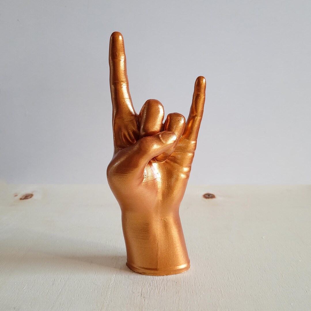 Bronze | Rock on Hand Sculpture: Metal Rock and Roll Decor - Etsy