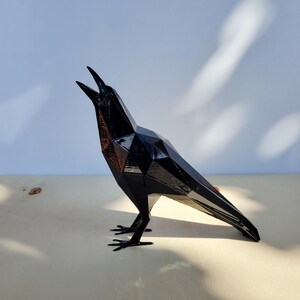 Low Poly Crow Figurine | Handmade Biopolymer | Minimalist Scandinavian ...