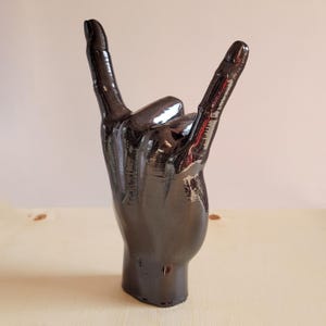 Galaxy Black | Metal Hand Rock Sign Sculpture | Handcrafted Rock and ...