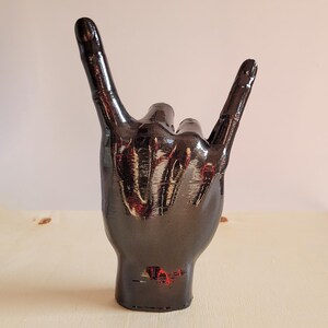 Galaxy Black | Metal Hand Rock Sign Sculpture | Handcrafted Rock and ...