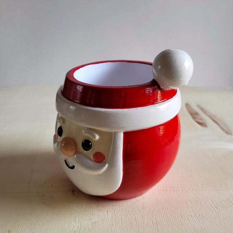 Santa Claus Planter | Christmas Decor Pot | Hand-painted 3D Printed ...