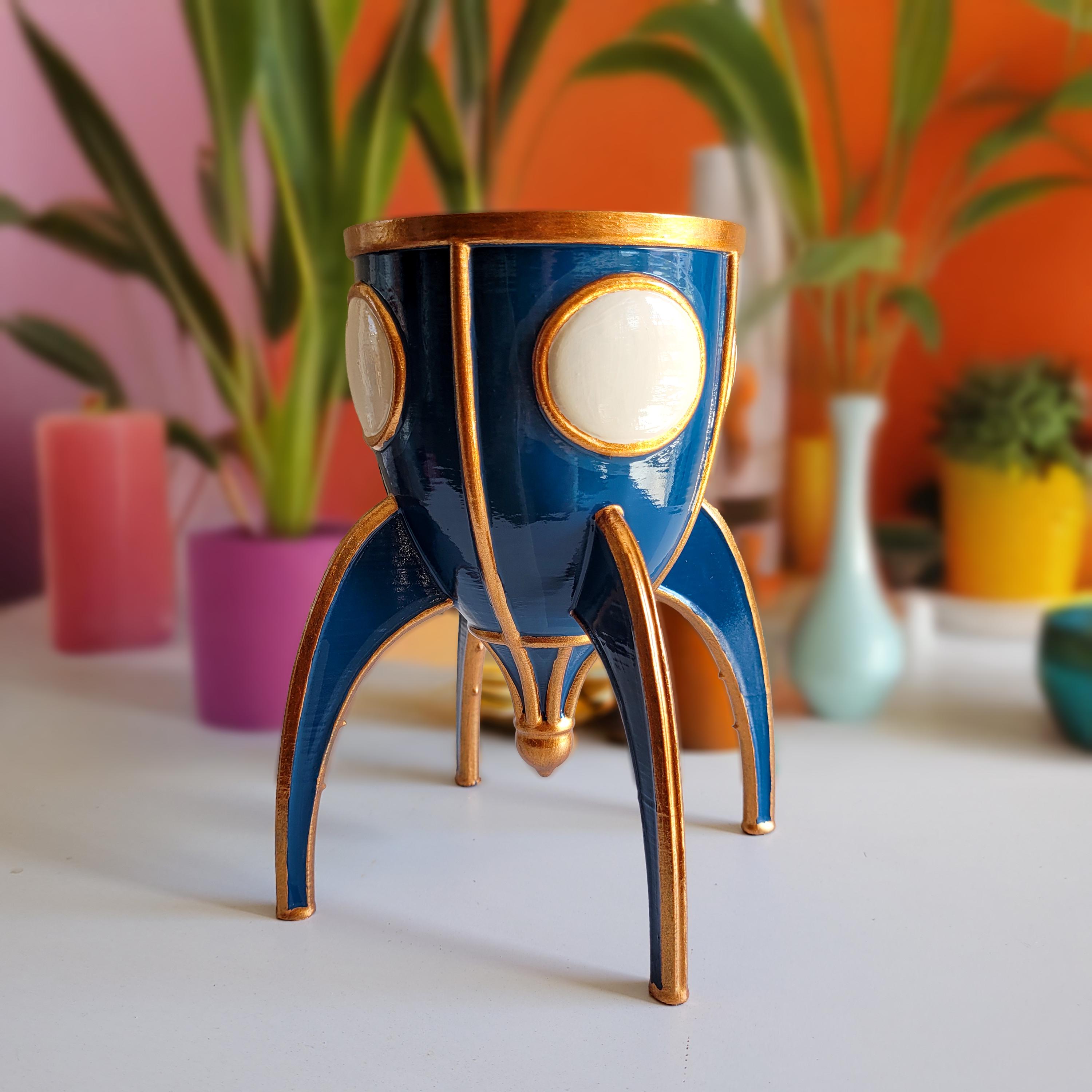 Rocket Planter | Retro Space Pot | 3D Printed Sci-fi Plant Holder - Etsy
