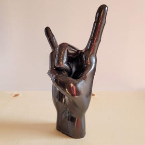 Galaxy Black | Metal Hand Rock Sign Sculpture | Handcrafted Rock and ...