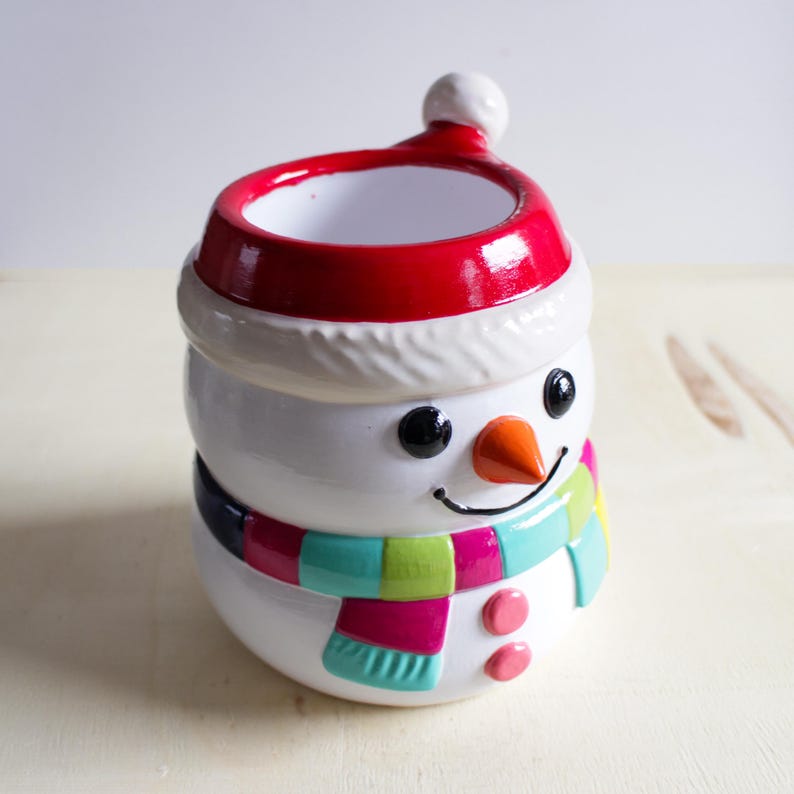 Snowman Planter | Christmas Decor Pot | Hand-painted 3D Printed ...