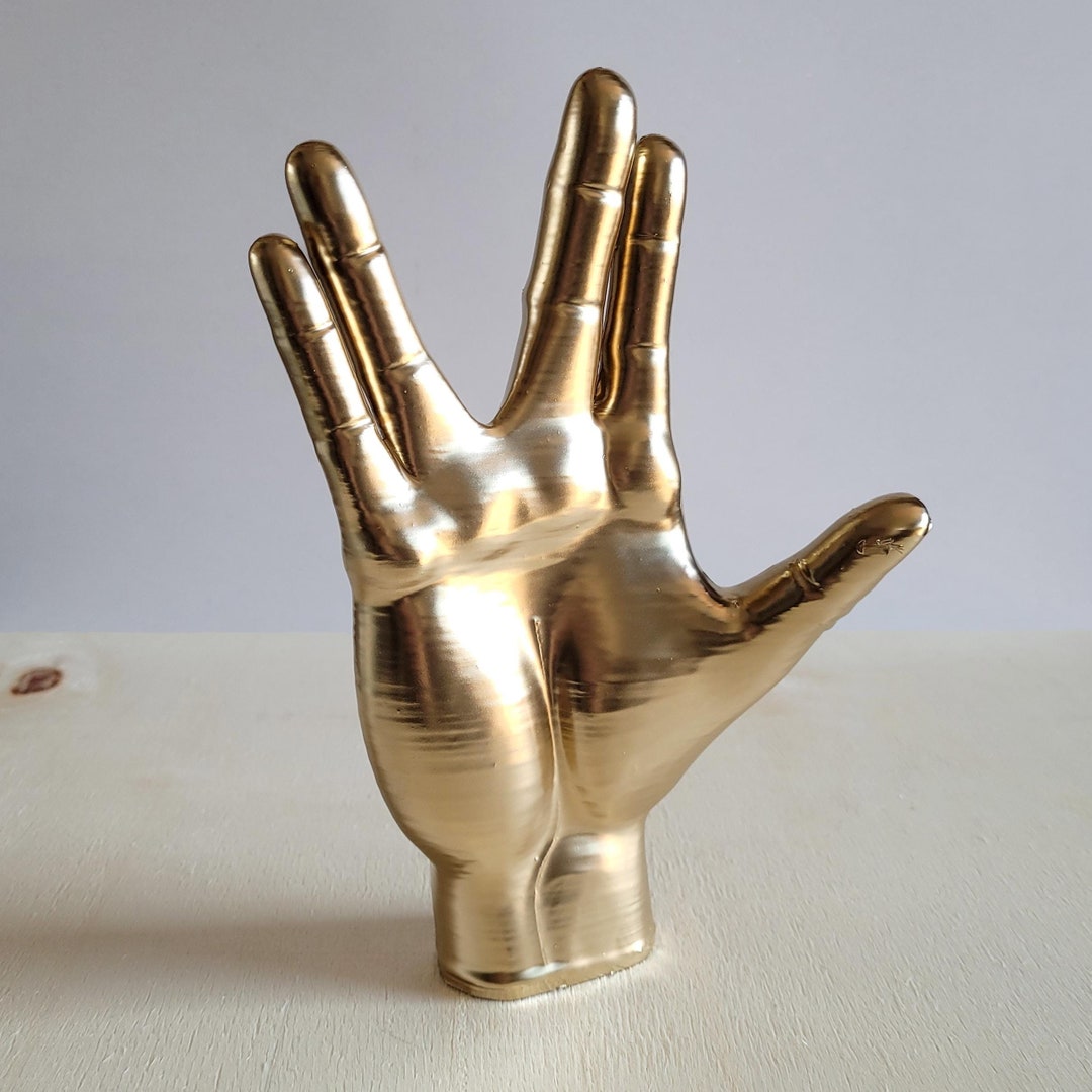 Gold Handcrafted Spock Hand Vulcan Salute Sign | Decorative Star Trek ...