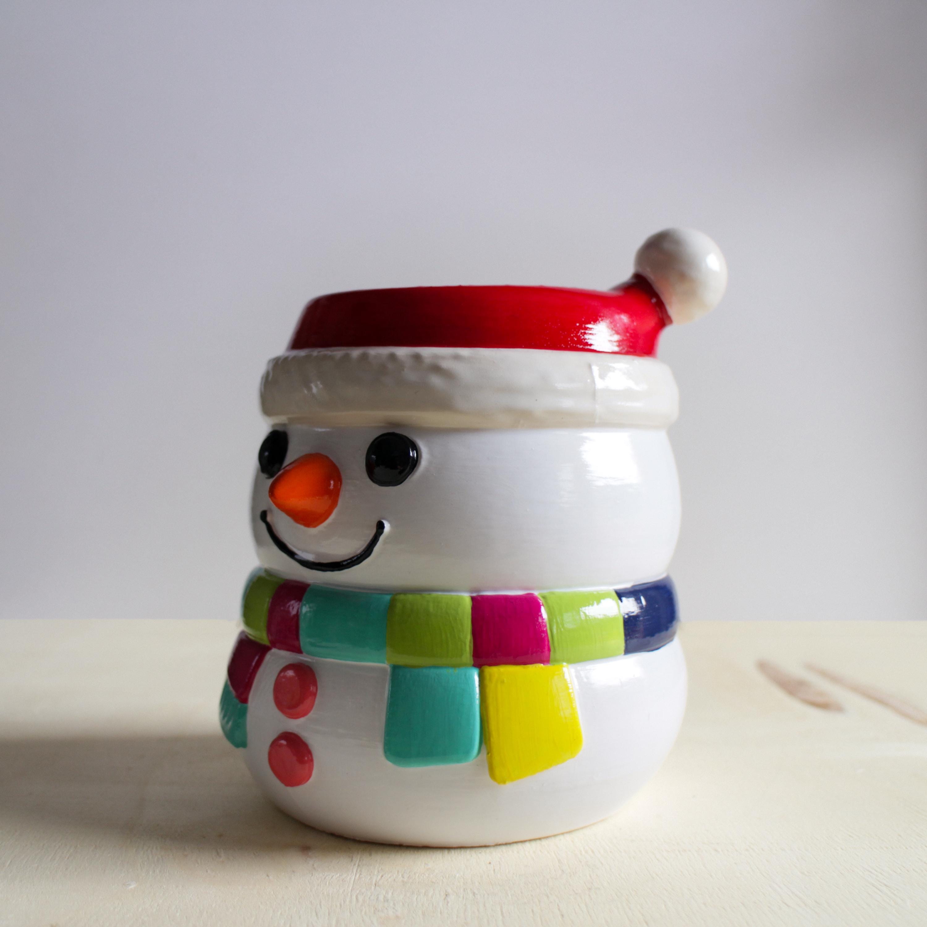 Snowman Planter | Christmas Decor Pot | Hand-painted 3D Printed ...
