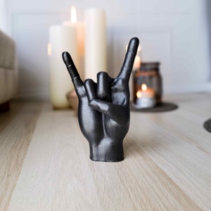 Metal Hand Rock Sign Sculpture Handcrafted Rock and Roll Inspired Decor ...