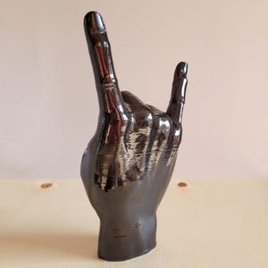 Galaxy Black | Metal Hand Rock Sign Sculpture | Handcrafted Rock and ...