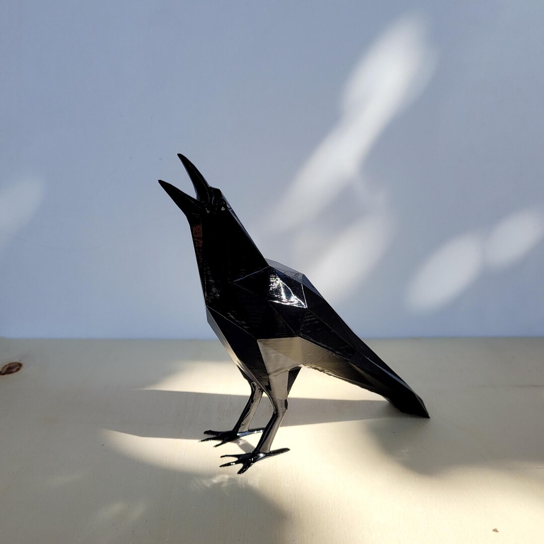 Low Poly Crow Figurine | Handmade Biopolymer | Minimalist Scandinavian ...